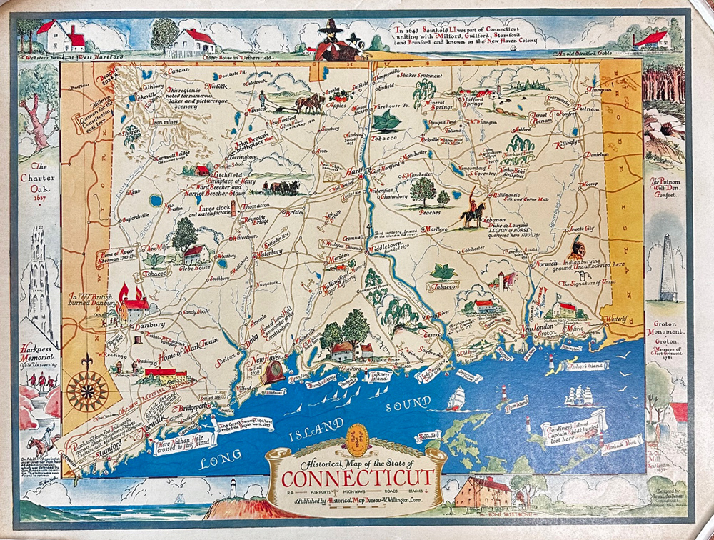 Historical Map of the State of Connecticut | La Jolla Map Museum