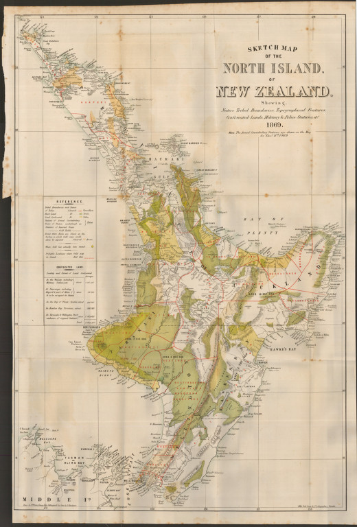 Sketch Map of the North Island of New Zealand. Native Tribal Boundaries ...