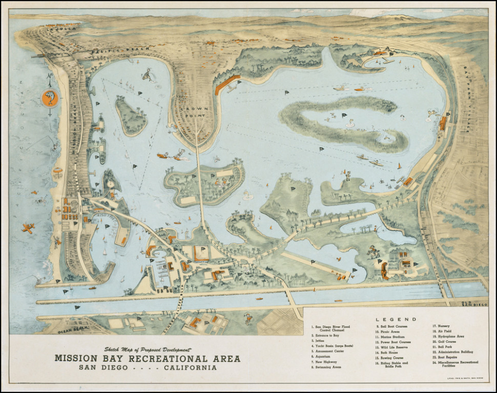 Sketch Map of...Mission Bay San Diego | La Jolla Map Museum